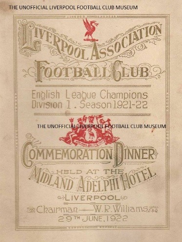 A commemoration dinner for Liverpool Football Club – "Play Up, Liverpool"