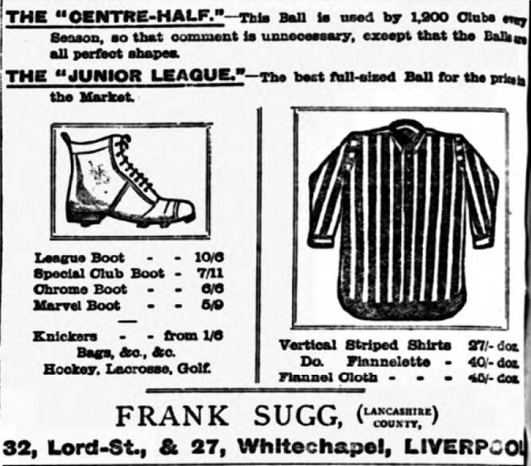 Advertisement: Frank Sugg – "Play Up, Liverpool"