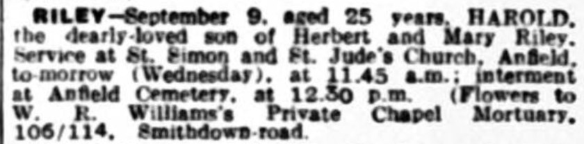 The death of Harold Riley – "Play Up, Liverpool"